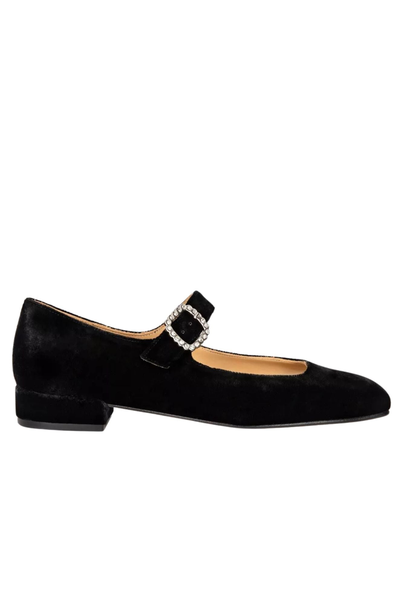 Low Mary Jane Diamante Velvet Shoe